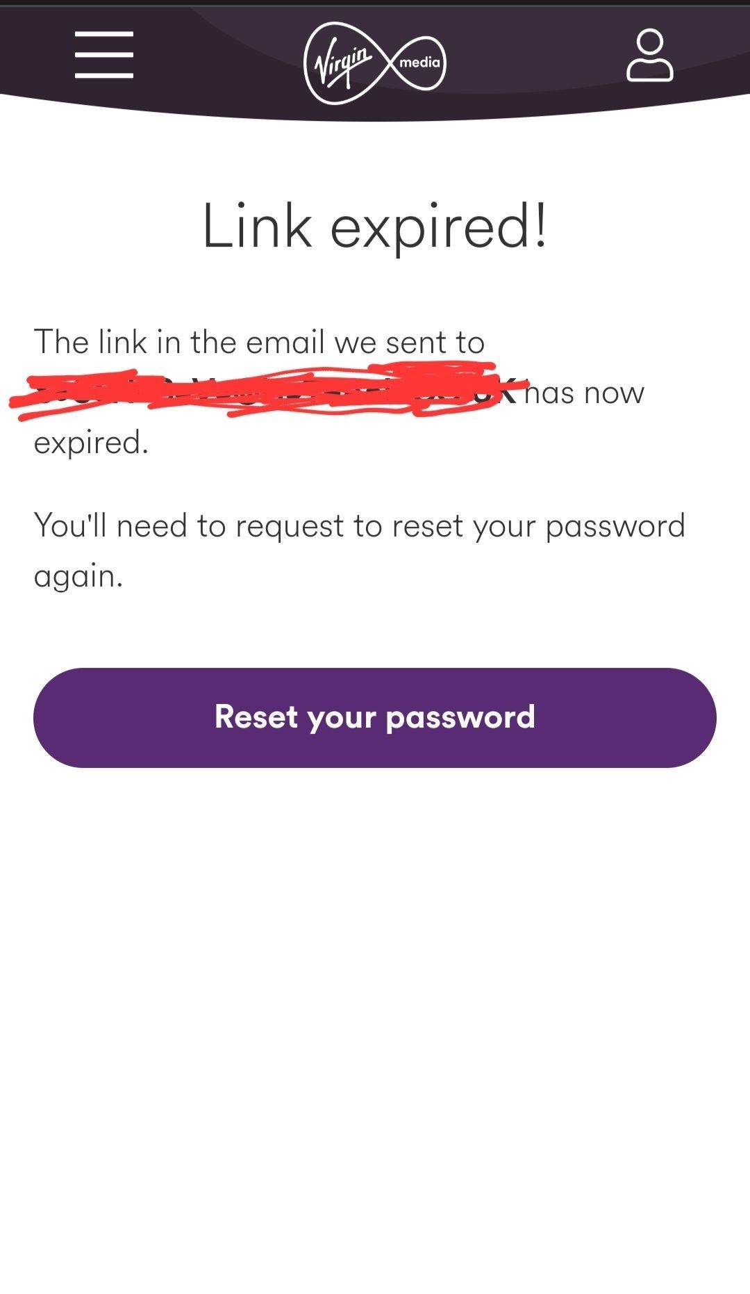 Password reset link expired | Virgin Media Community - 5154841
