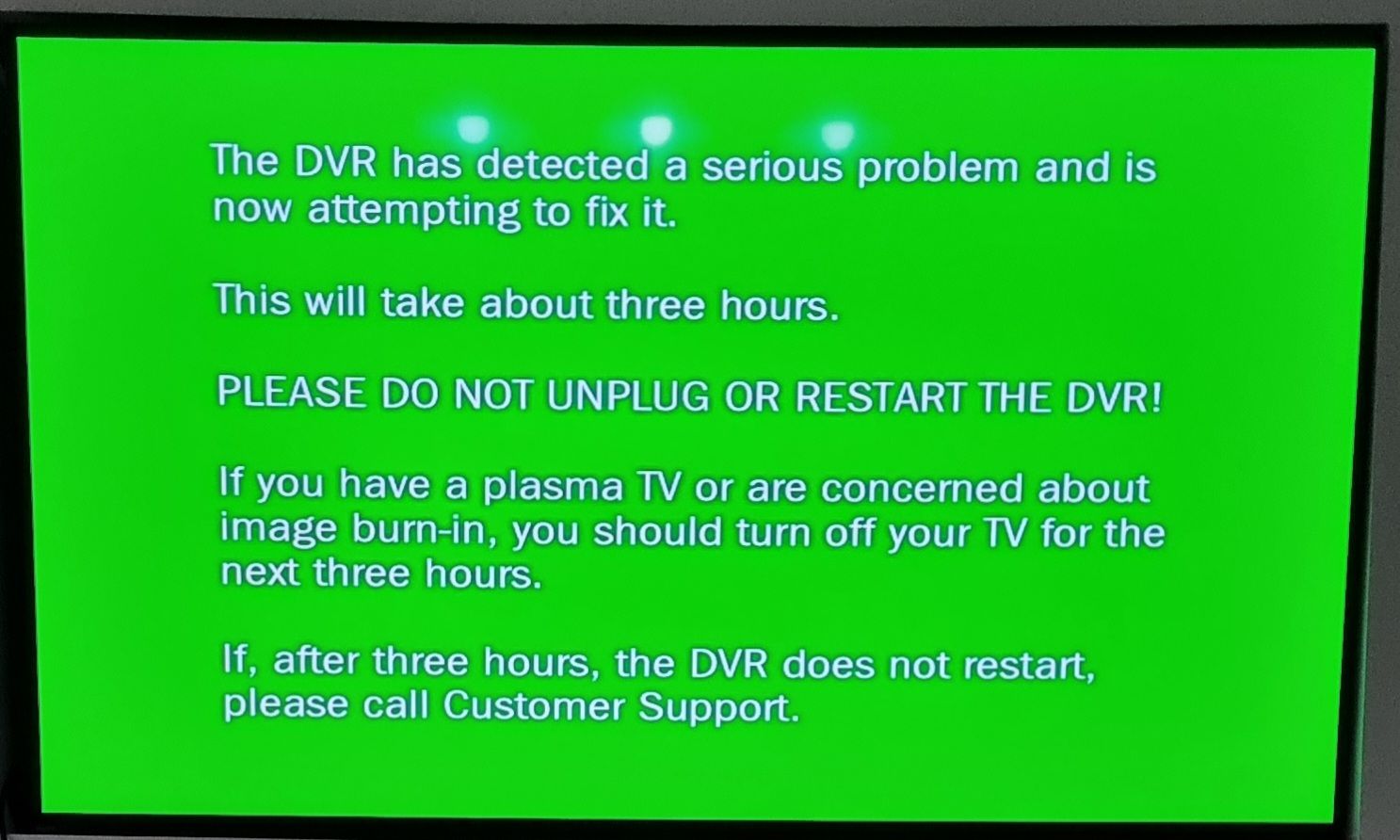 Tv box - DVR has detected a serious problem error | Virgin Media ...