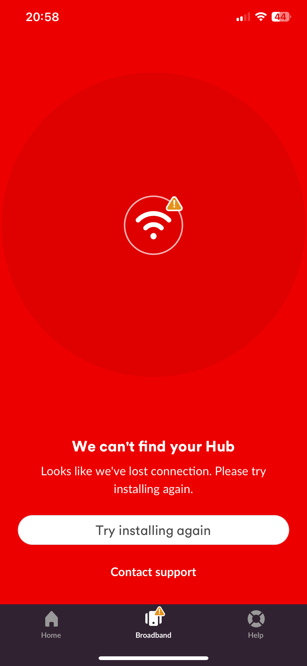 Connect app can’t find hub 5 | Virgin Media Community - 5447693