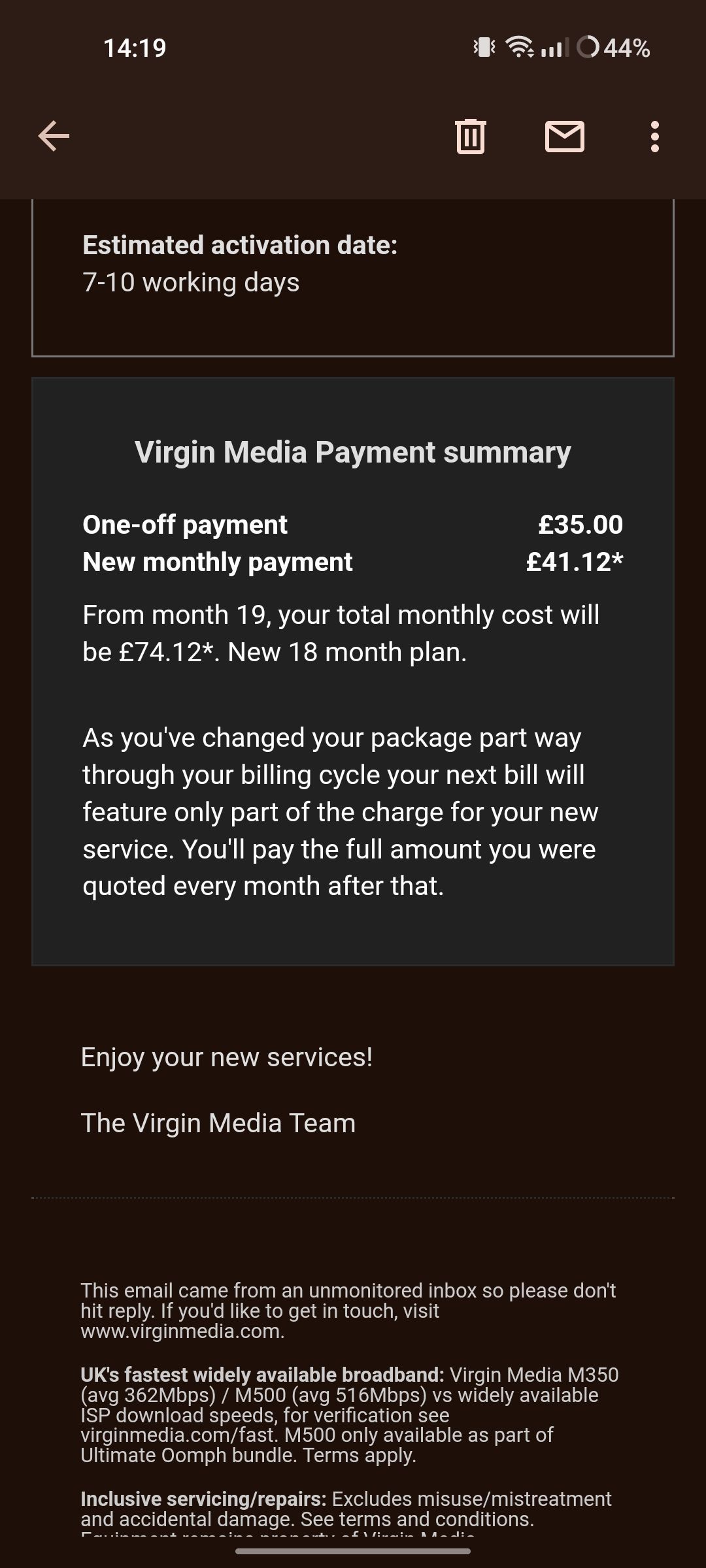 Contract upgrade issues | Virgin Media Community - 5454169