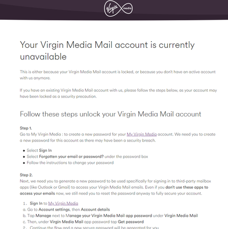 Known Issue+++ "Your Virgin Media Mail account is currently unavailable" RESOLVED | Virgin Media ...