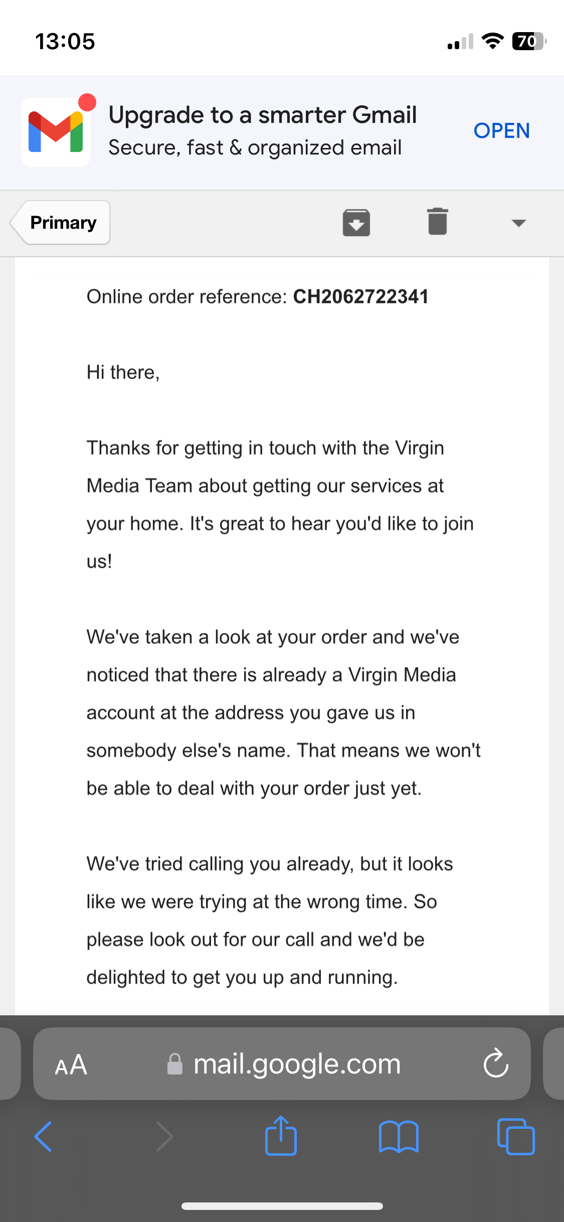 Order status | Virgin Media Community - 5496580