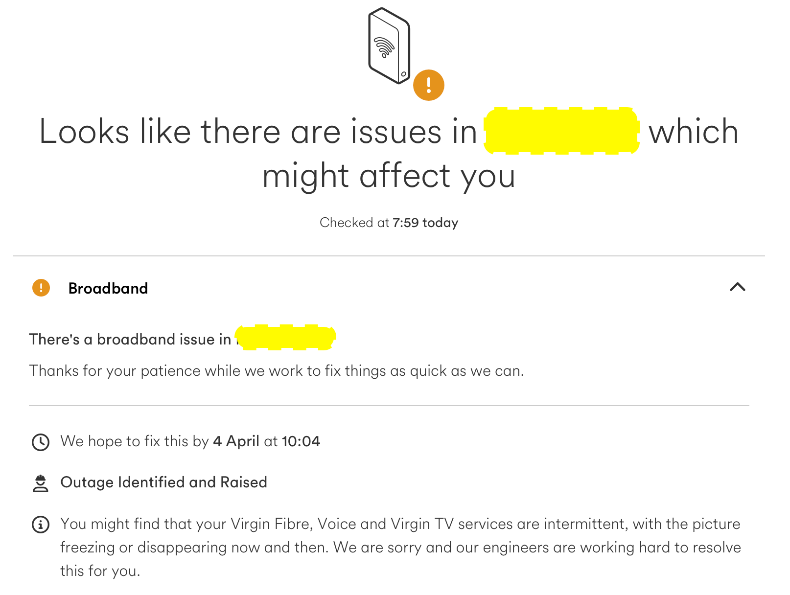 Local area having problems since January | Virgin Media Community - 5505747