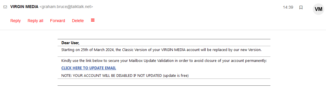 Scam E-Mail? | Virgin Media Community - 5500916