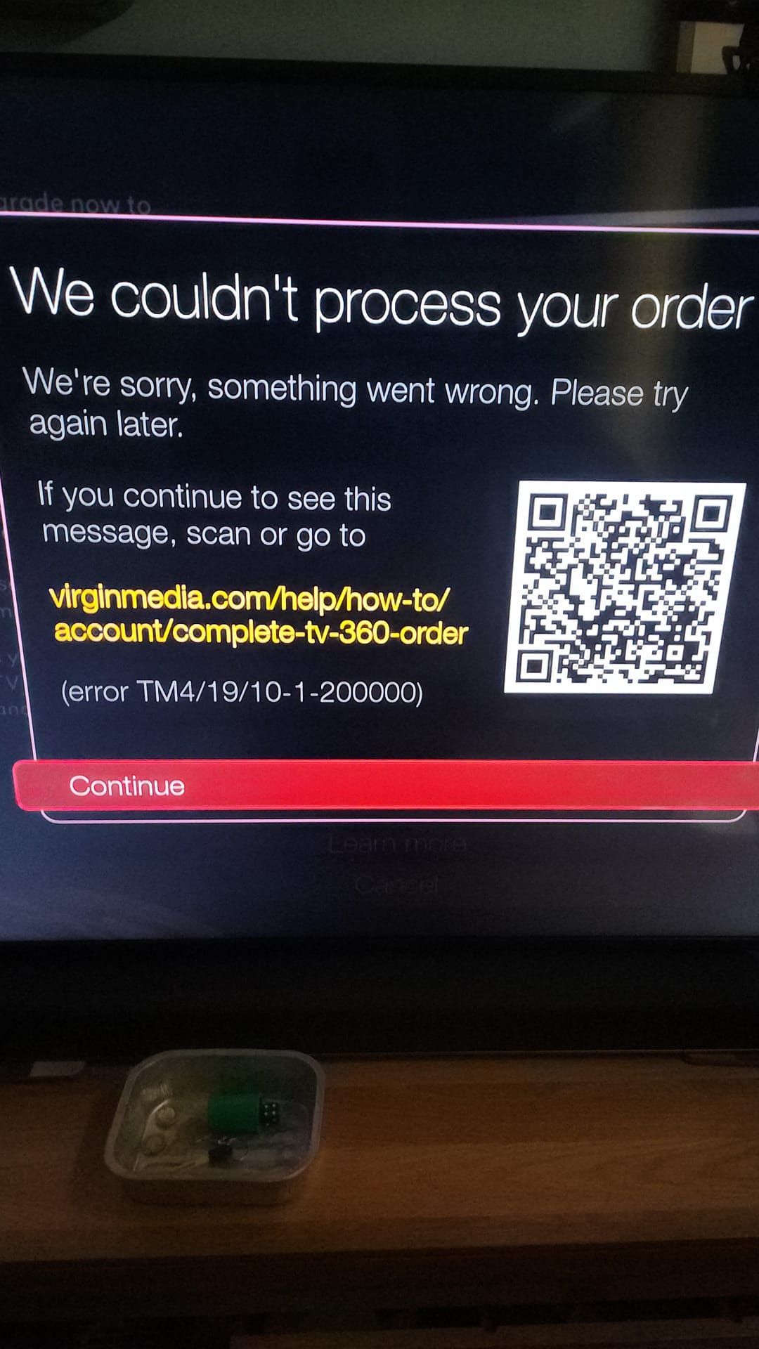 360 upgrade error | Virgin Media Community - 5538091