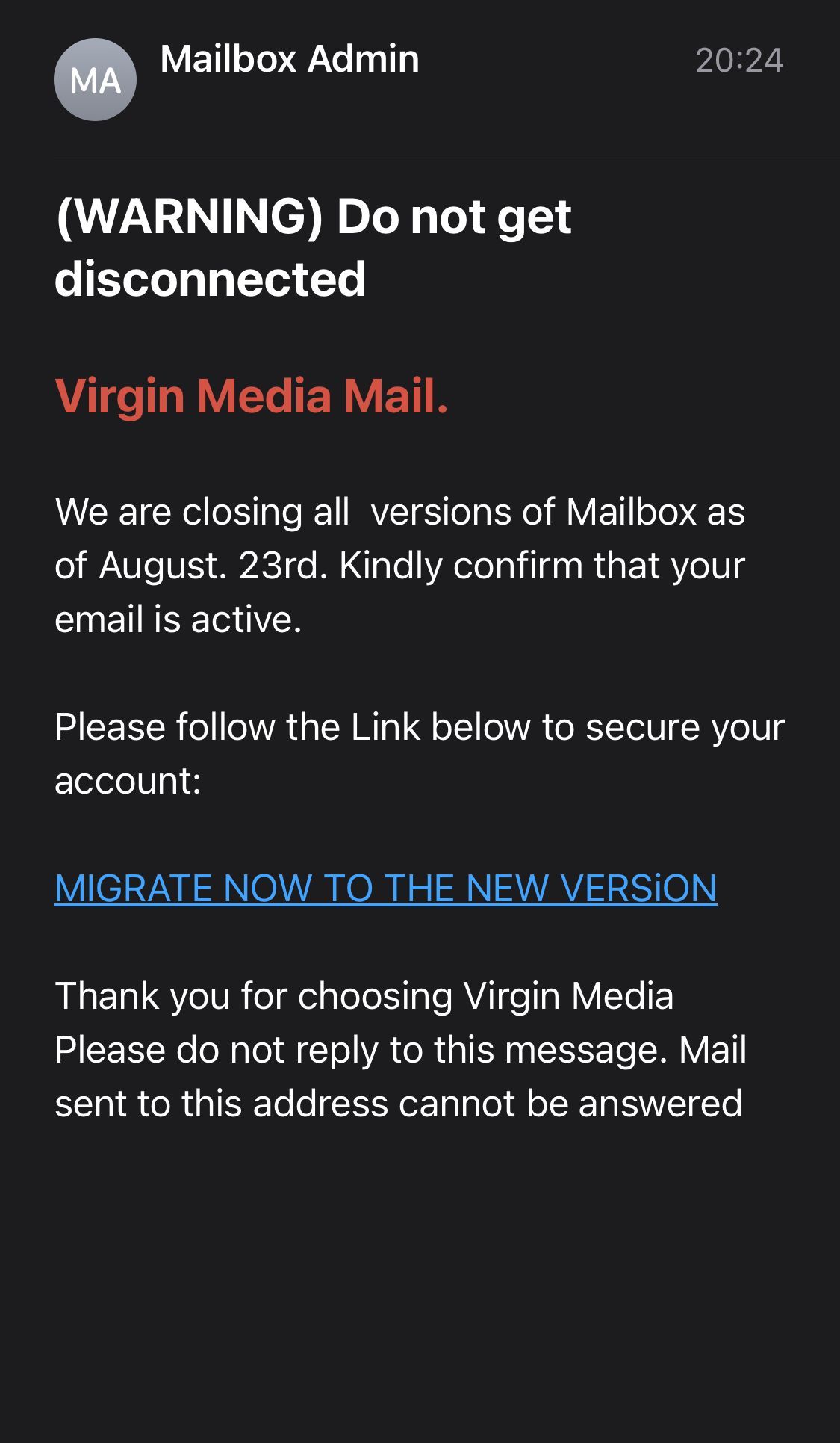 Is this a scam it certainly looks like it ? | Virgin Media Community ...