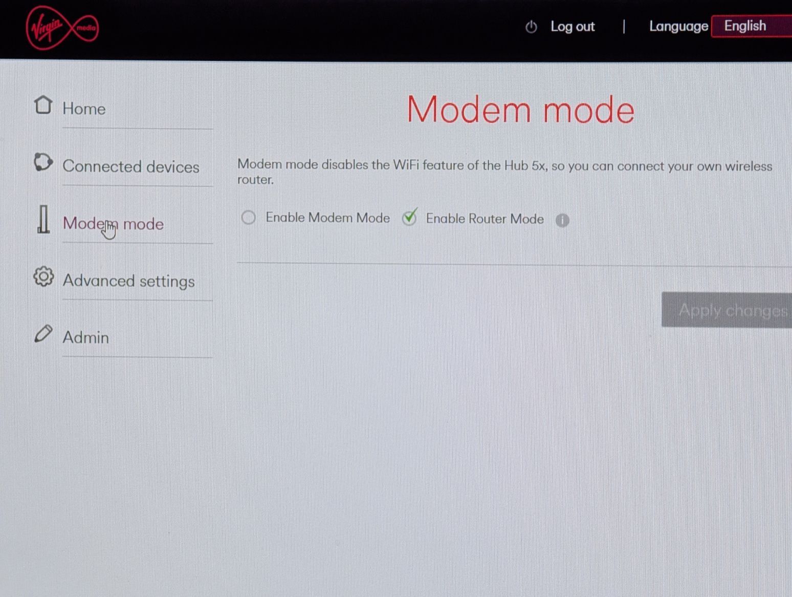 Hub 5x Modem Mode appears to be here - 15/09/24 | Virgin Media Community - 5566685