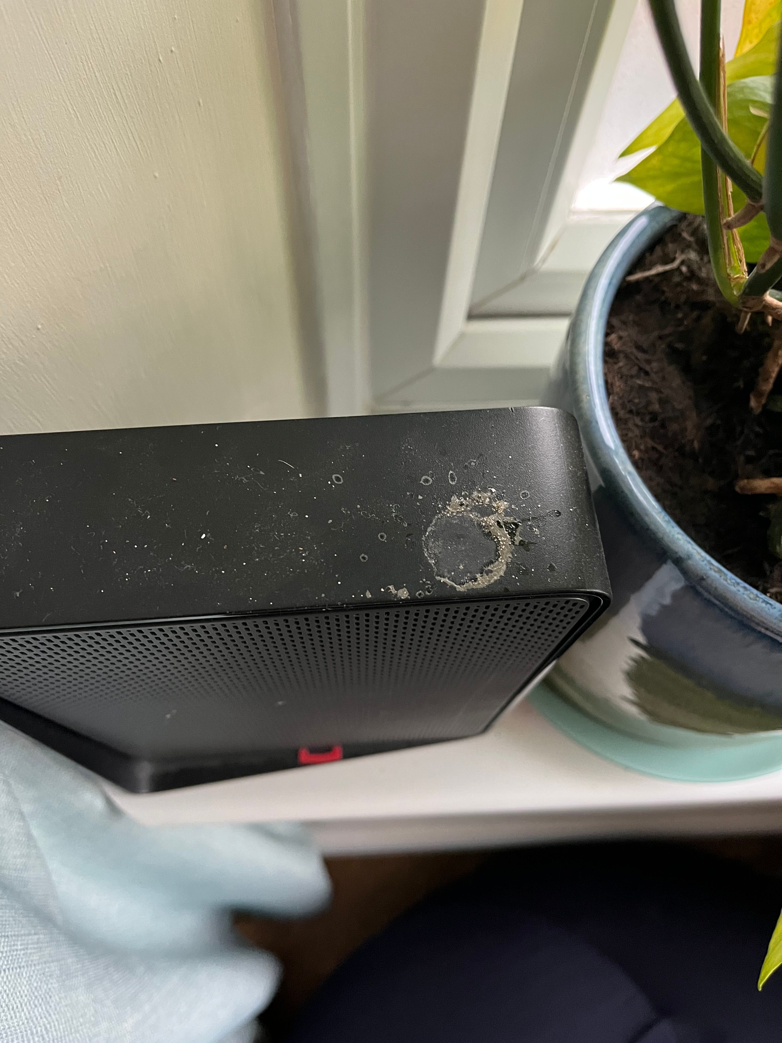 Burn marks on overheating router | Virgin Media Community - 5592689