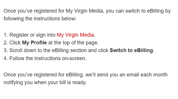 Unable to switch to e-billing | Virgin Media Community - 5611723