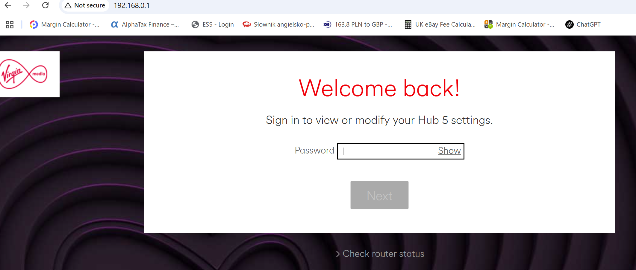 I can't find the password for router setting | Virgin Media Community ...