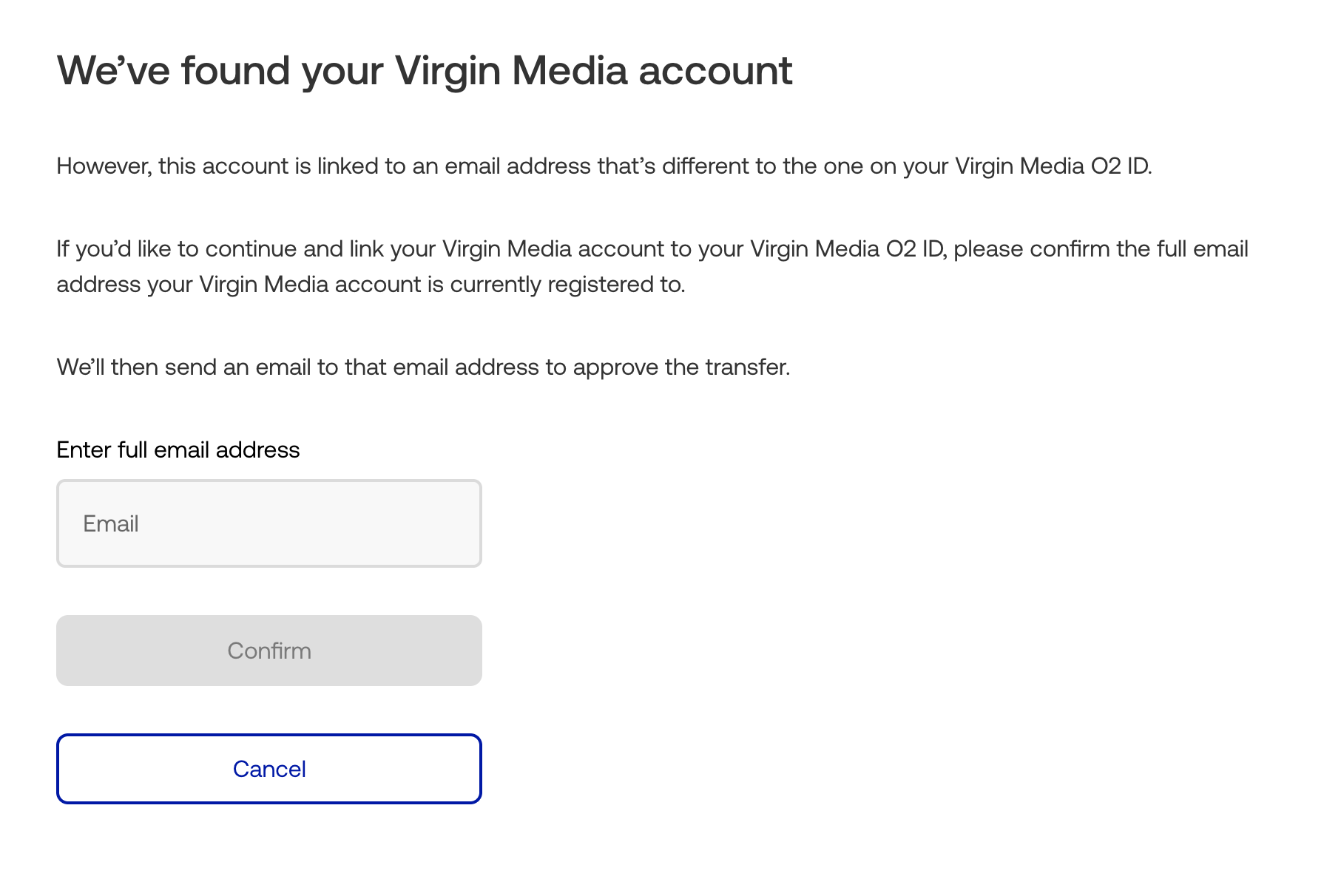 Another user unable to link Virgin Media O2 ID and Virgin Media ...