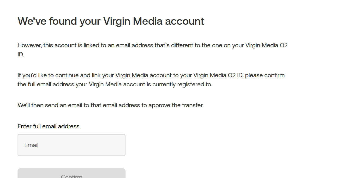 Still unable to link my account Id with My Virgin | Virgin Media ...