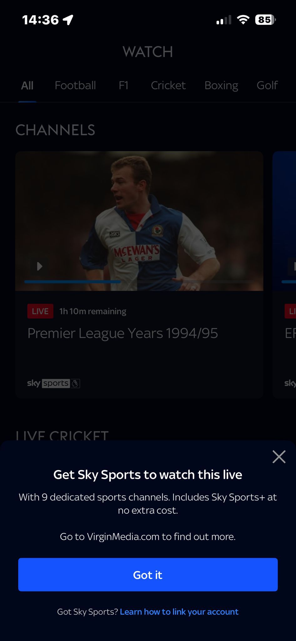 Can No Longer watch sky sports on Virgin tv go | Virgin Media Community ...